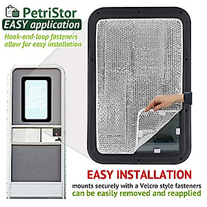 PetriStor 16 X 25 Sun Shield RV Reflective Door Window Cover Helps Protect Your RV from Harmful UV Rays and Regulates RV Temperature White