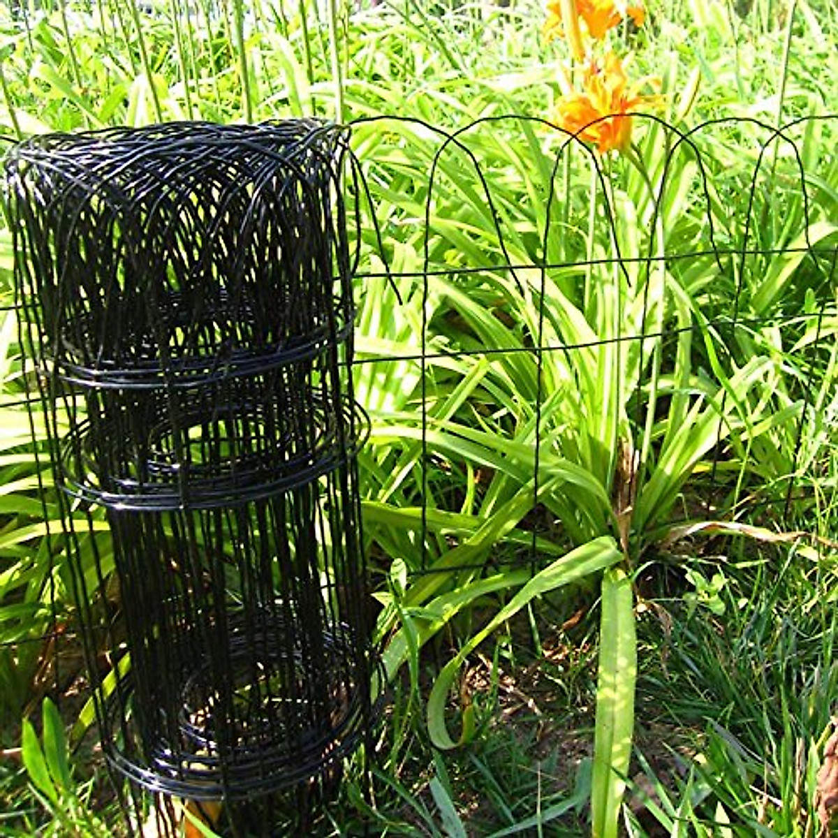 Black Garden Border Edging Folding Fence Roll 14 inches by 20 feet Scroll Top Rolled Yard Fencing Garden Fence, Metal Wire Garden Fence for Outdoor Yard Landscape Patio,Flower Bed Edging.