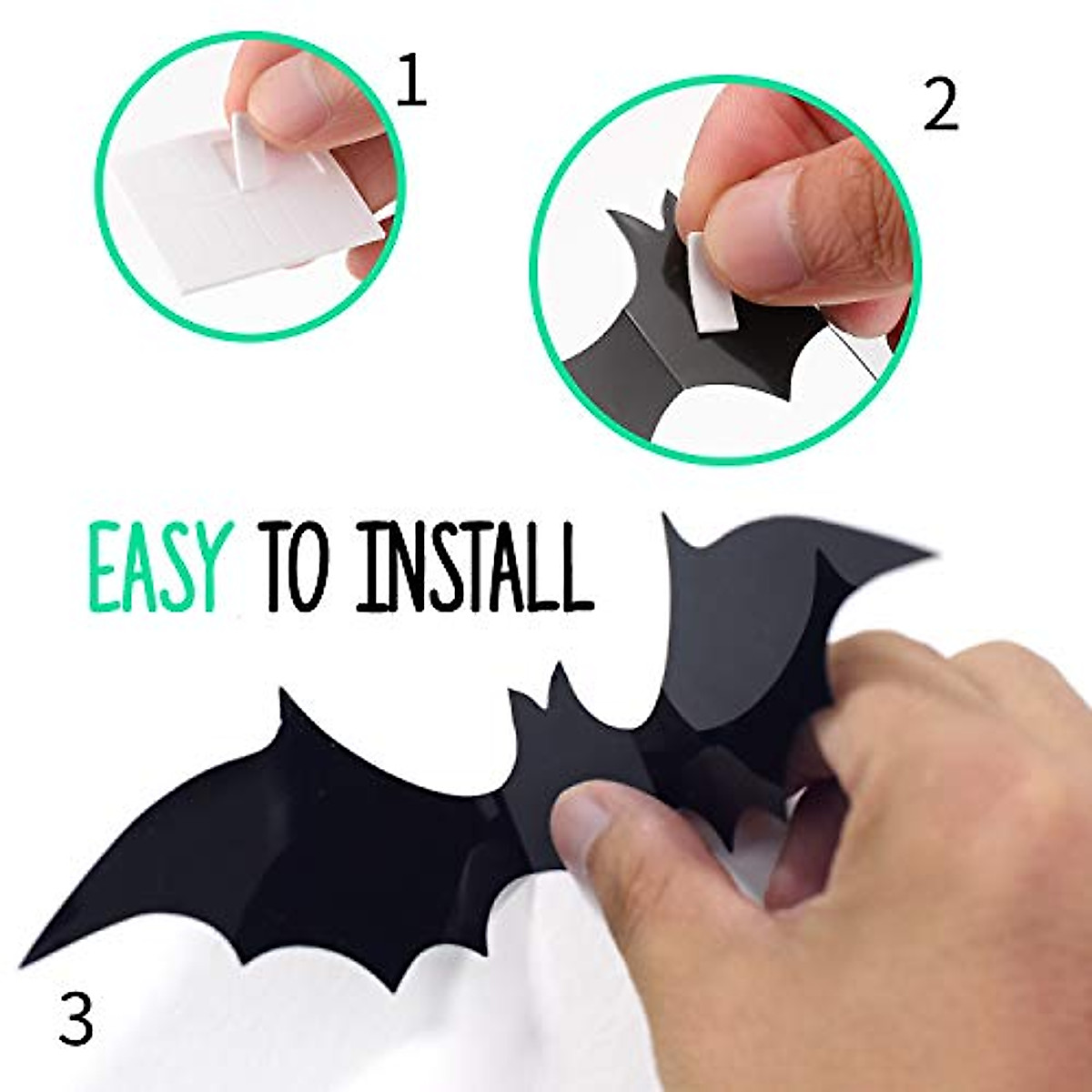 Halloween Decorations - Halloween Party Indoor Outdoor Decor Supplies , 56 PCS Reusable PVC 3D Decorative Scary Bats Wall Stickers Comes with Double Sided Foam Tape