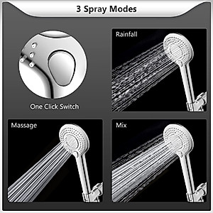 Handheld Shower Head with Filter, FEELSO High Pressure 3 Spray Mode Showerhead with 60" Hose, Bracket and 15 Stage Water Softener Filters for Hard Water Remove Chlorine and Harmful Substance