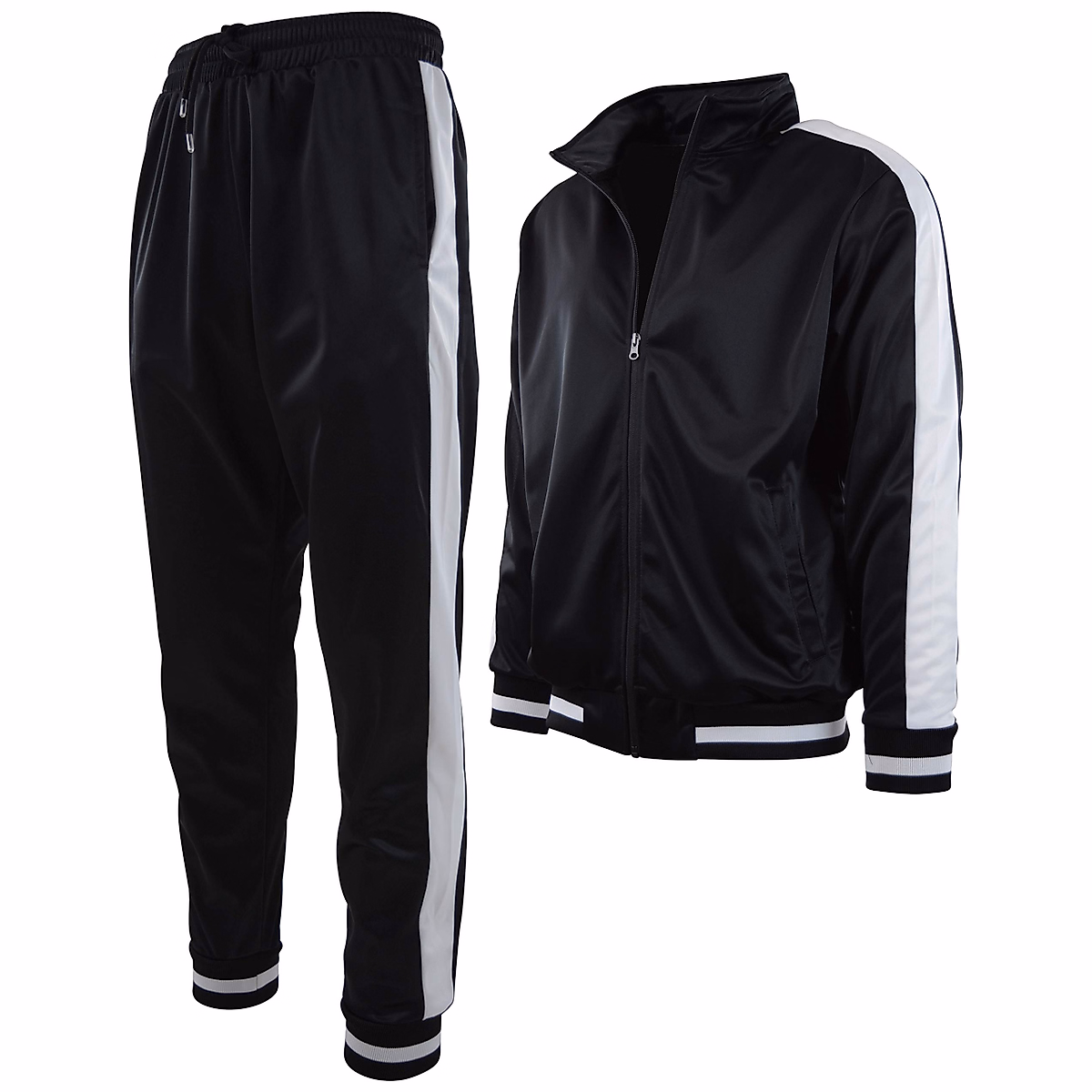 ChoiceApparel Mens Athletic 2 Piece Tracksuit Set (L, 877-Black)