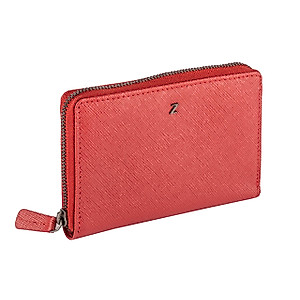 Zinda Genuine Leathers Women’s Wallet Mini Purse Zip Around RFID Protection (Red)