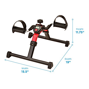 NOVA Medical Products Pedal Exerciser with Digital Display Tracker, Foldable Hand and Foot Cycle Exerciser, Great for Home, Office or Travel, Red