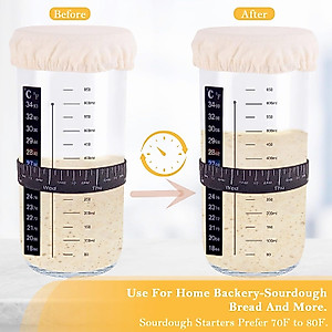 Replacement Set for Sourdough Starter Jar Kits with Cloth Cover, Temperature Gauge, and Date Bands - Upgrade Your Fermenting Experience