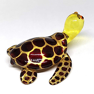 ZOOCRAFT Collectible Sea Turtle Blown Art Glass Figurine Coastal Beach Home Decoration Blown