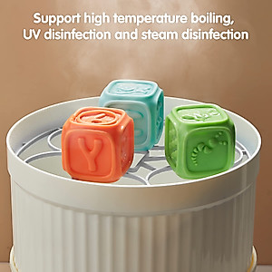 TUMAMA Baby Blocks,Soft Baby Building Blocks for Toddlers,Chewing Toys Educational Baby Bath Toys Play with Numbers, Shapes, Animals,Letters for 0-3 Years