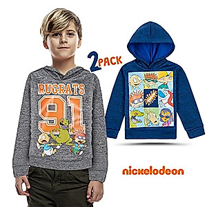 Nickelodeon 2 Pack Spongebob and Rugrats Soft Fleece Hoodies for Boys, Lightweight Graphic Pullover Sweatshirts