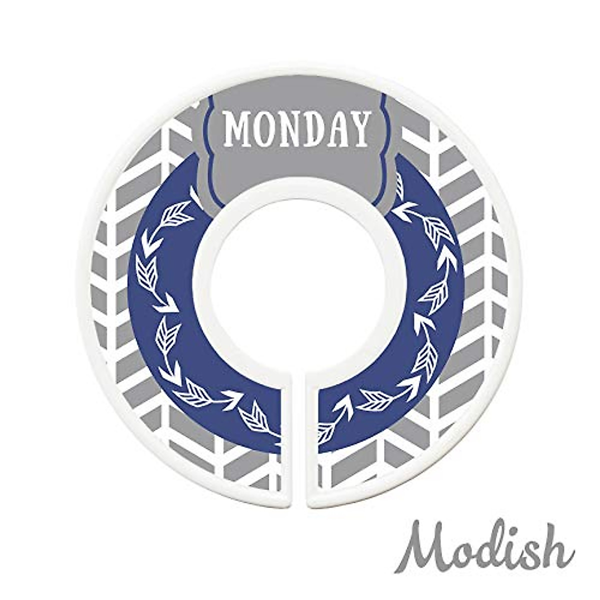 Modish Labels, Weekly Clothes Organizer, Days of The Week Closet Organizer System, Daily Closet Organizer, Closet Dividers, School Clothes Dividers (Navy Arrows)
