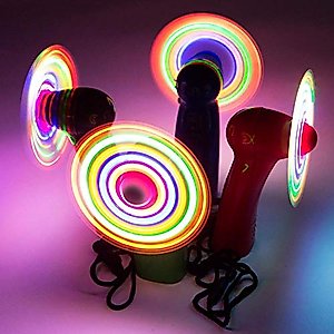 Flashing Panda LED Mini Light-Up Handheld Personal Fan w/Changing Patterns, Assorted Colors