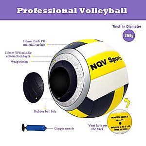 NQV Professional Portable Outdoor Purple Volleyball Net Set with Adjustable 3 Levels Height Steel Poles, Anti-sag System,Volleyball,Pump,Boundary Line and Carrying Bag for Backyard