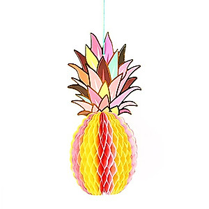 paper jazz Luao Pineapple Party Decorations Honeycomb Centerpieces Table and Hanging Decorations for Hawaiian Luau Tiki Beach Wedding Tropical Fruit Summer Party, Multicolored (3 Pack)
