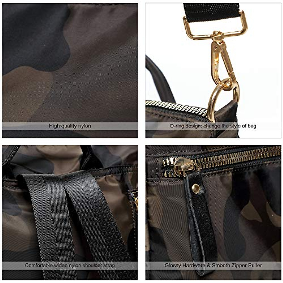 AO ALI VICTORY Women Nylon Backpack Purse Convertible Handbags and Shoulder Bag School Bookbags Anti Theft Travel Purses Casual Daypack (B-Camo Green)