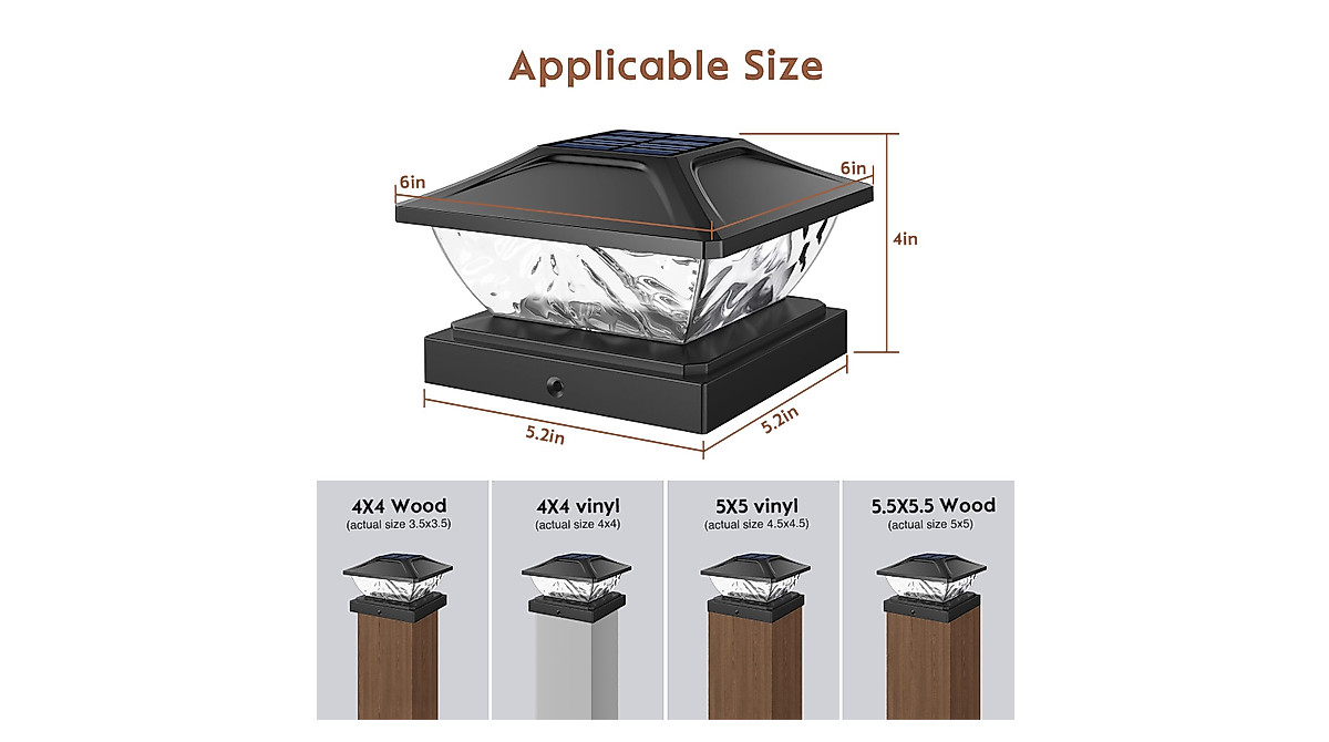 Solar Post Cap Lights Outdoor - 8 Pack 2 Modes Solar Fence Post Lights ...