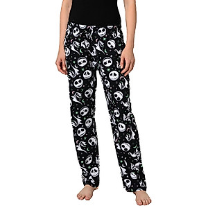 Disney Womens Lounge Pants Pajama Bottoms AOP (Jack Skellington & Zero, 1X)