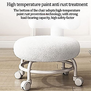 YHGSYXL Modern Boucle Chair Cute Small Upholstered Tufted Foot Stool, Sheep Fabric Plush Armless Ottoman Chair with Wood Frame for Living Room Bedroom Home Decor