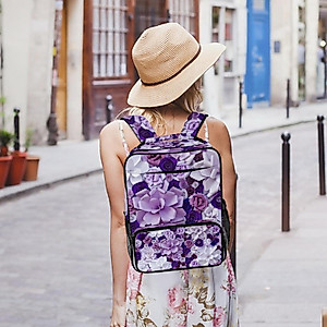 VBFOFBV Travel Backpack, Laptop Backpack for Women Men, Fashion Backpack, Purple White Fl：