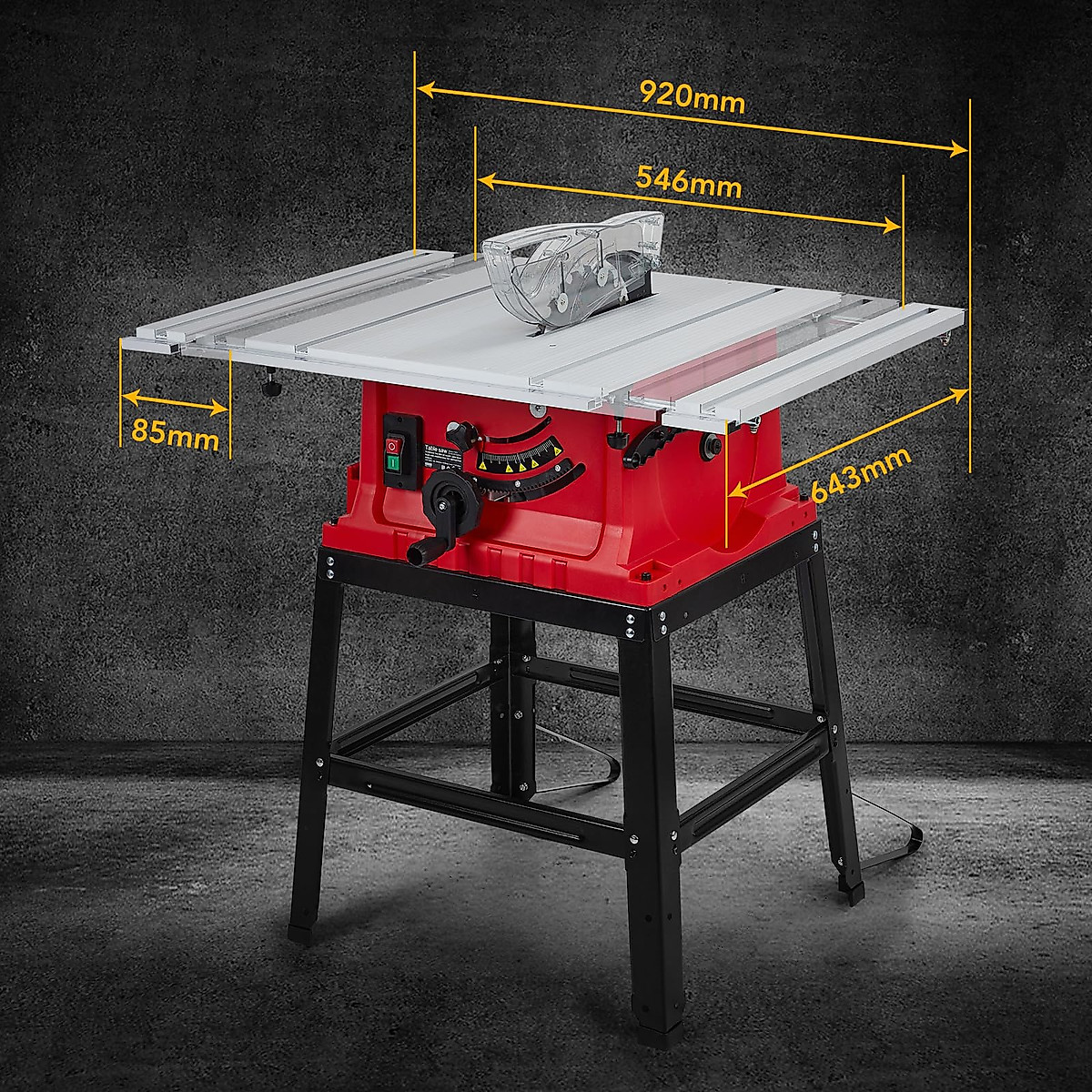Table Saw, 10In Portable Table Saw 1800W, Cutting Speed Up to 5000RPM, 90°Cross Cut & 0-45°Cutting, Adjustable Blade Height for Woodworking, DIY Working
