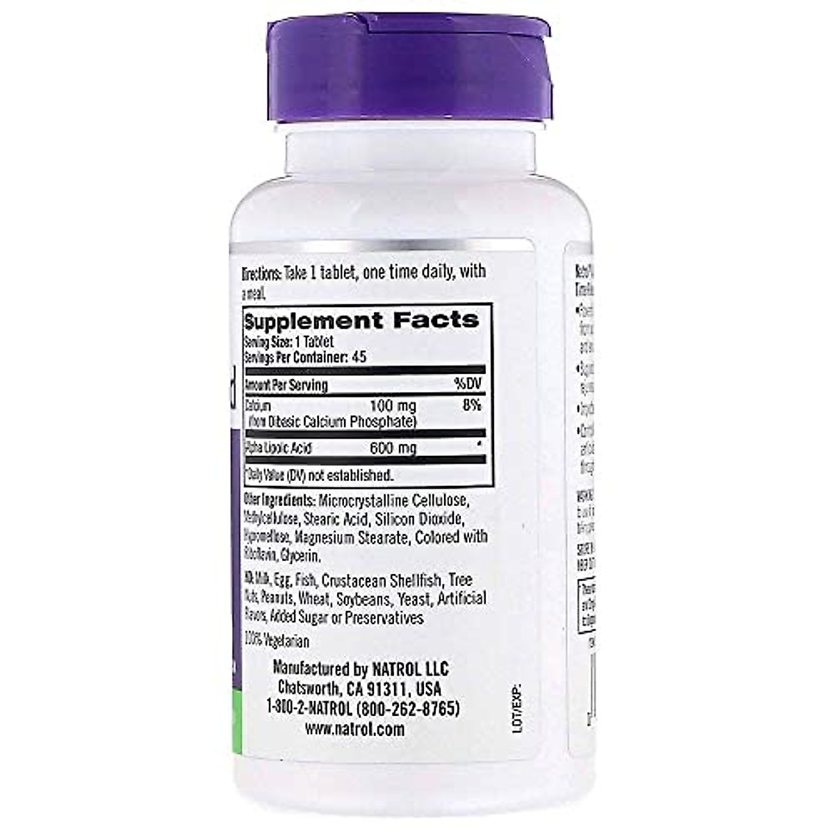 Natrol Alpha Lipoic Acid Time Release - 600 mg - 45 Tablets