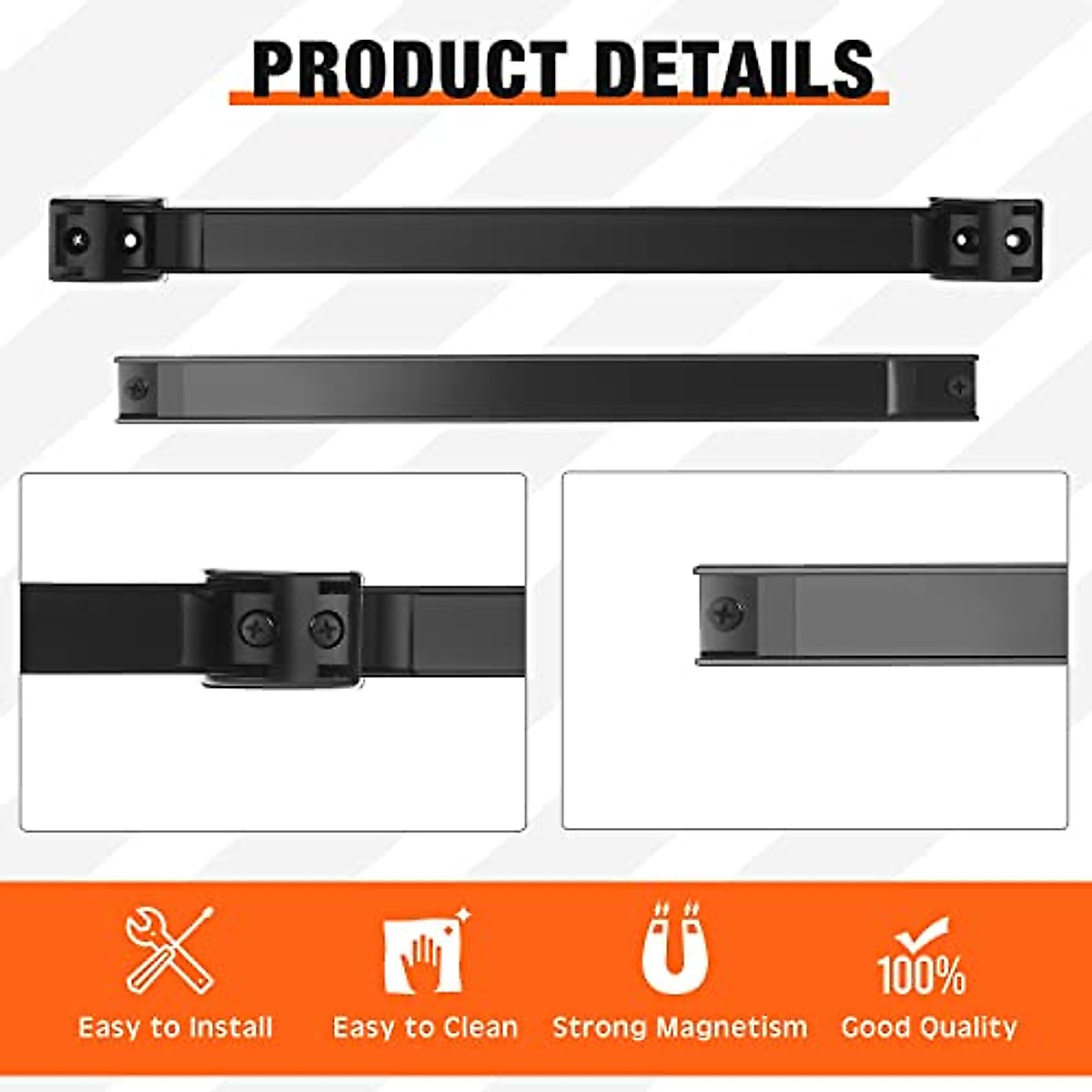 12 Pack 14 Inch Magnetic Tool Holder Racks Magnetic Tool Holder Strip Metal Tool Organizer Bar with Mounting Screws Heavy Duty Magnetic Space Saving Tool Organizer Bar for Garage, Workshop, Kitchen