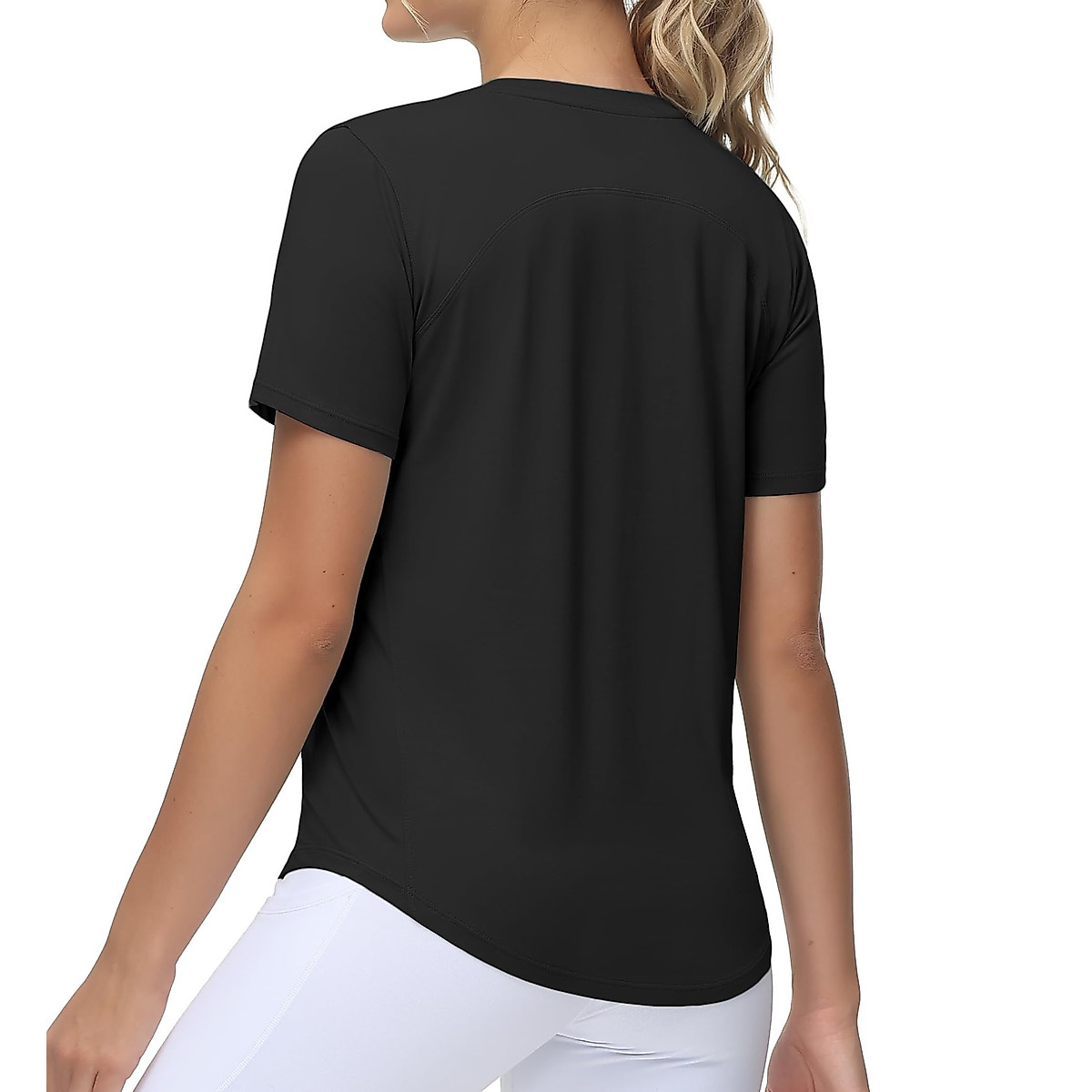 THE GYM PEOPLE Women's Workout Short Sleeve Breathable T-Shirts Athletic Yoga Tee Tops Black