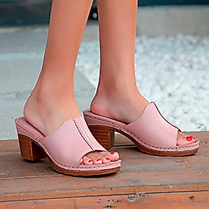 Sandals for Women Size 5 Fashion Devil Movie Fashion Show Luxury High Heels Women's Shoes Comfortable Slippers Leather (Pink, 8)