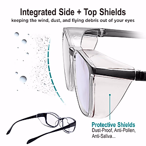 UNCLE SAM Safety Glasses with Side Shields – Blue Light Blocking Multifocal Reading Glasses, Anti-Fog & Anti-Blue Light Lenses, 3-Pair, Multi-Colors