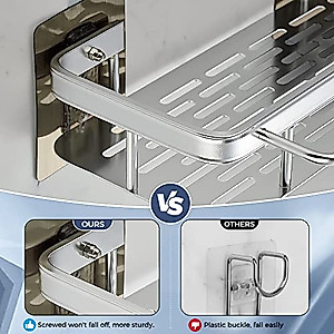 Shower Caddy Bathroom Shower Organizer, Adhesive Shower Caddy No Drilling Shower Storage,Shower Shelves for Inside Shower Rustproof Shower Rack Silver 2 Pack