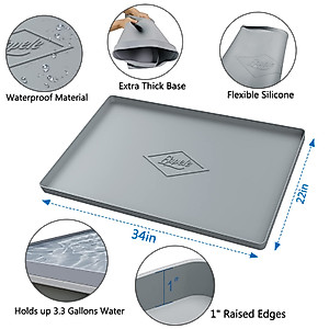 Eapele Under Sink Mat Kitchen Cabinet Tray,34"x22",Flexible Waterproof Silicone Made, Hold up to 3.3 Gallons Liquid (Gray)