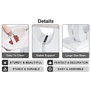 48’’ Modern Faux Marble Dining Table for 8, Large Rectangular Dining Room Table with White O-Shaped Bracket, Minimalist Kitchen Table for Restaurant, Meeting Room, Marble-Inspired Desktop