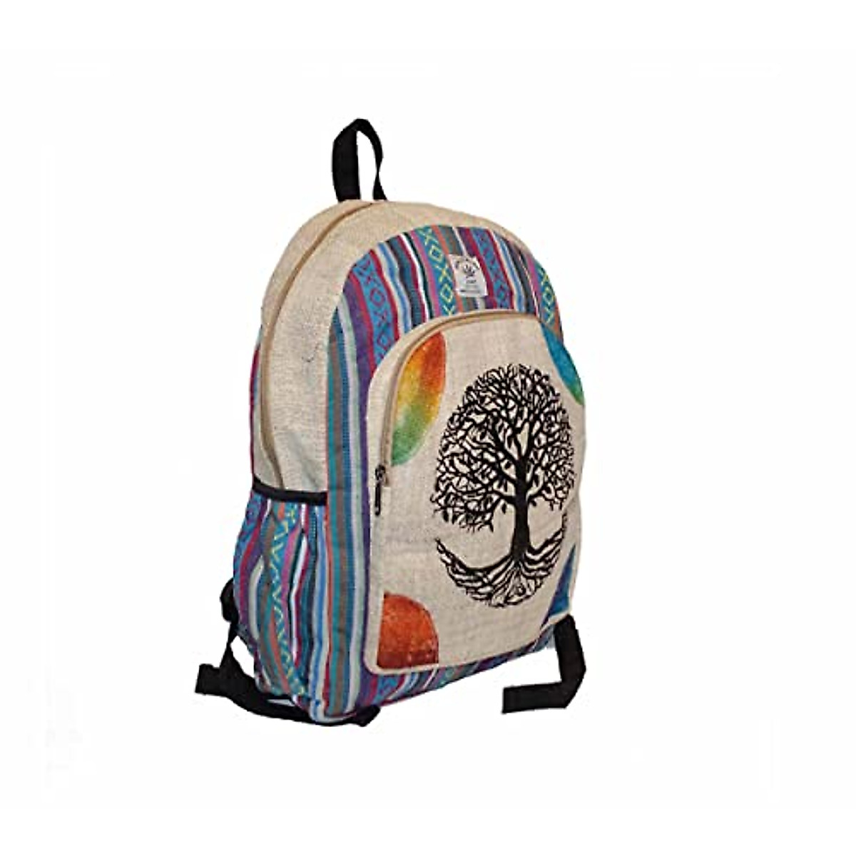 Tree of Life Handmade Hemp Large Backpack - Multicolor Backpack | Bohemian Hippie Backpack Big Size