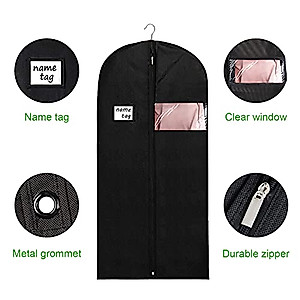 KEEGH Garment Bags for Hanging Clothes 60" (Set of 6) Dress Bags for Storage Suit Bags for Closet with Zipper and Eye-Hole for Folding for Suit Coats Dresses, Black