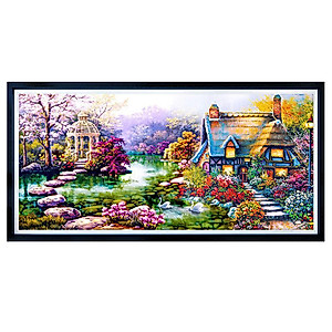 qiguch66 DIY Diamond Painting,DIY 5D Diamond Mosaic Landscapes Garden Lodge Painting Cross Stitch Kit Decor,Arts Craft for Home Wall Decor