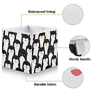 Penguins Storage Basket Storage Bin Rectangular Collapsible Nursery Baskets Large Toy Chest Organizer for Childrens Toys Playroom