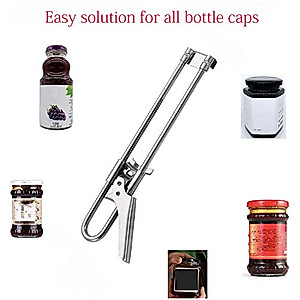 Quian 45 Jar Opener, Drink Opener, Bottle Opener, Adjustable Stainless Steel Can Opener and 5 in 1 Multifunctional Can Opener, Suitable for Elderly, Children, Women (2 packs) (Jar Opener-red)