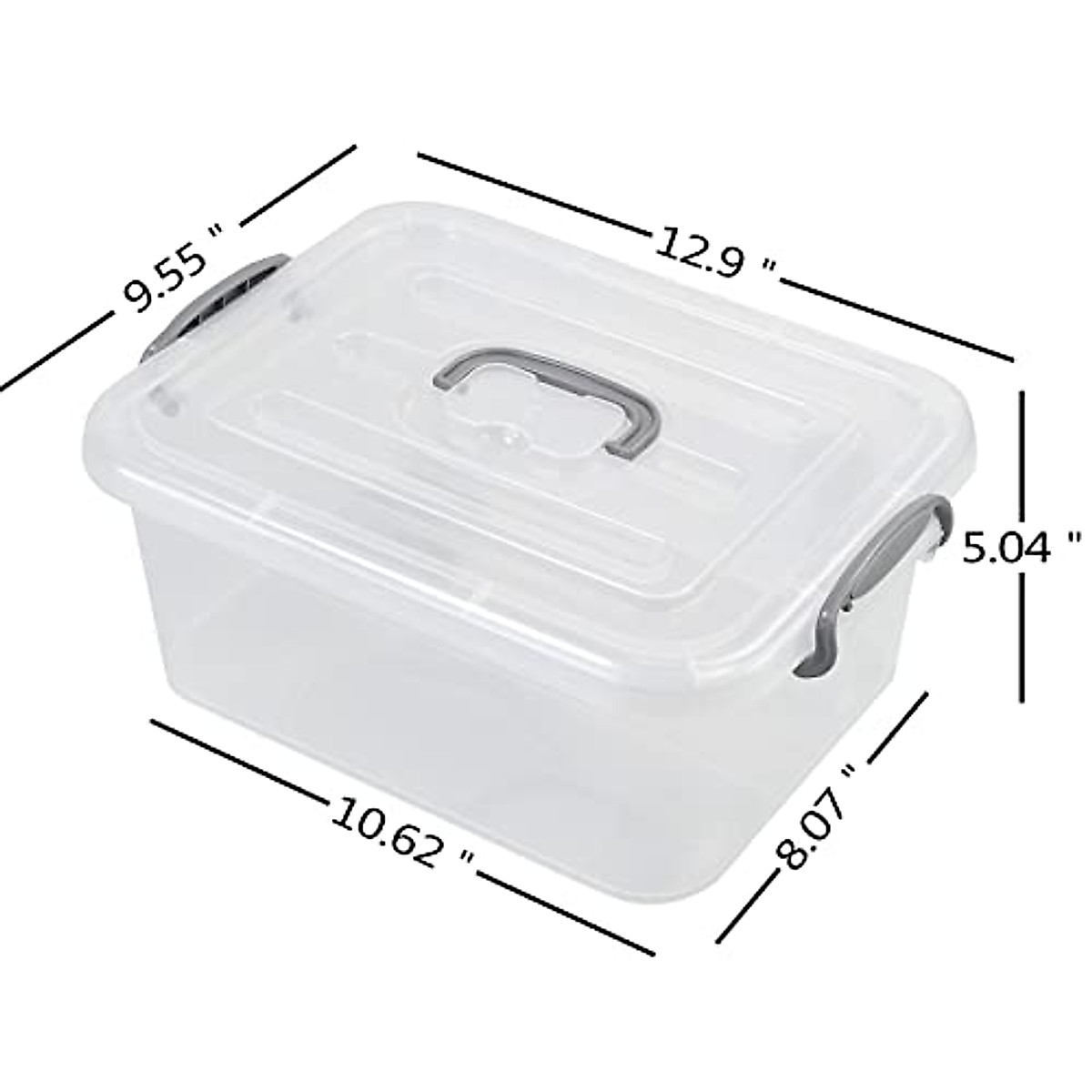 Jekiyo 6 Packs Latch Storage Box, Plastic Container Bin with Lid, 8 L