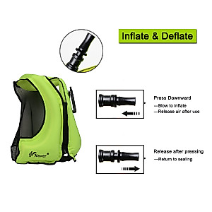 NAXER Inflatable Buoyancy Jackets Vests for Adults Kayak Kayaking Suit 90-200 lbs Easy Snorkeling Swimming Boating Paddleboarding Water Sports