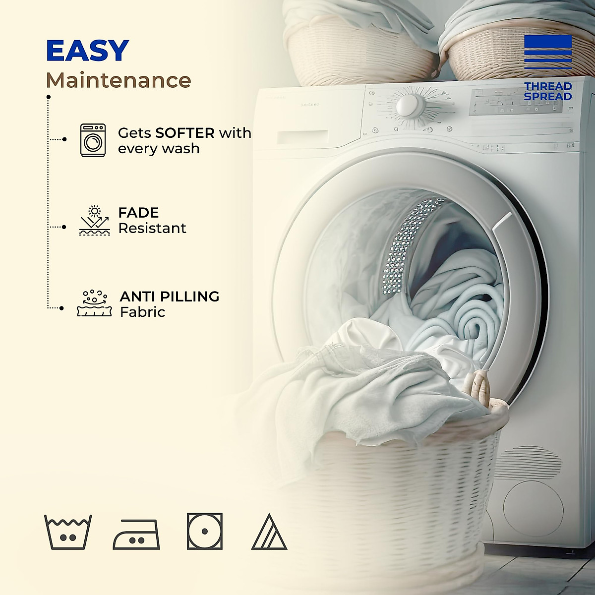 THREAD SPREAD 600 Thread Count Sheets Queen - 100% Egyptian Cotton Sheets Queen Size, 4 PC Luxury Sheets Queen Size, Soft, Cooling, Extra Long Staple 16" Deep Pocket Queen Bed Sheet Set - Blush