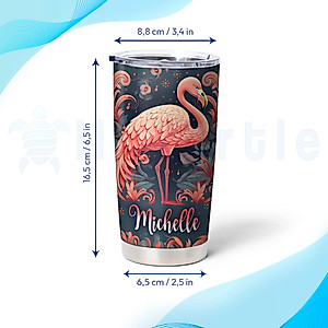Hyturtle Personalized Gifts For Flamingo Lover - Be A Flamingo Custom Name Stainless Steel Tumbler 20oz With Lid - Idea Bird, Animal lover Gift For Women Girl On Birthday, Christmas