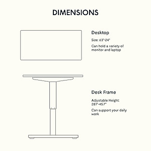 FLEXISPOT EN1 One-Piece Solid Wooden Standing Desk 63 x 24 Inches Height Adjustable Electric Sit Stand Home Office Desks (Black Frame + Rubber Wood Top, 2 Packages)