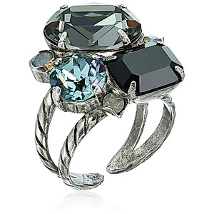 Sorrelli Black Onyx Emerald Cluster Ring, Size 7-9