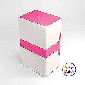 Gamegenic Galápagos Jogos Stronghold 200+ Convertible Deck Box | Double-Sleeved Card Storage | Card Game Protector | Nexofyber Surface | Holds up to 200 Cards | Pink Color | Made