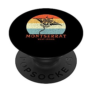 Montserrat, West Indies Vintage Tribal Manta Ray Vacation PopSockets Swappable PopGrip