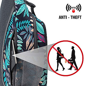 G4Free Sling Bag RFID Blocking Sling Backpack Crossbody Chest Bag Daypack for Hiking Travel(Blue Leaf)