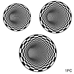 3D Visual Illusion Area Rug, 3D Carpet Bottomless Hole Optical Illusion Area Rug Printed Carpet, Black White Geometric Floor Rugs Mat, for Living Home Bedroom Dining Room Decor(Size:100x100cm)