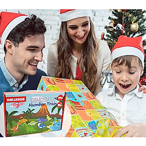 Dinosaur Toys for Kids 2-4 Gifts, Wooden Educational Dinosaur Train Set for Toddlers Age 3-5 with Playmat/Storage Bag, Montessori Educational Toys for 2+ Years Old Boys & Girls