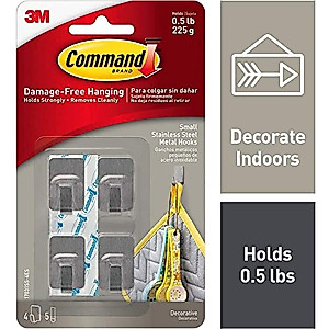 Command Small Stainless Steel Metal Hooks, One Size