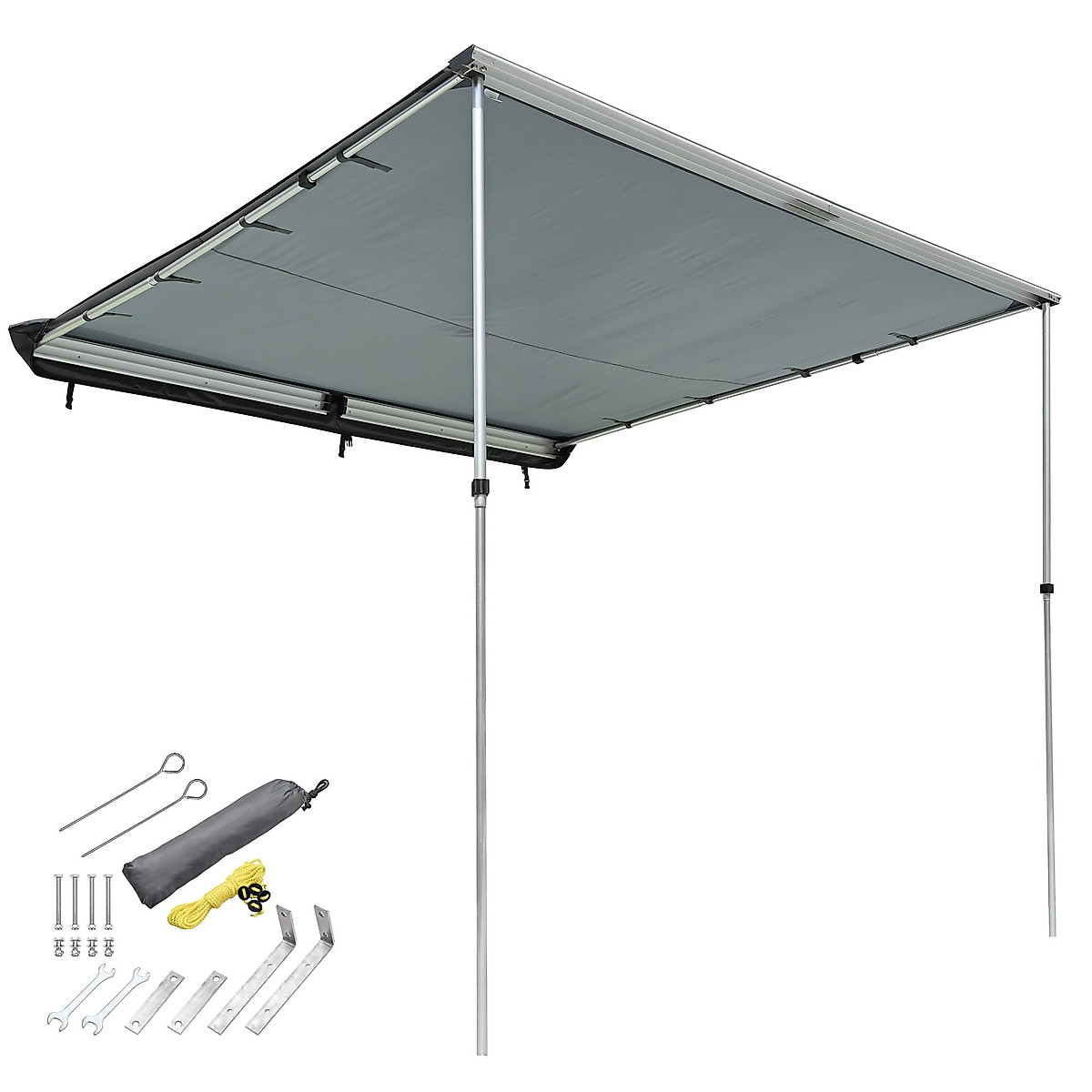 Yescom 8.2x8.2Ft Car Side Awning SUV Truck Vehicle Canopy UV50+ Rooftop Pull Out Tent Shade Shelter for Outdoor Camping