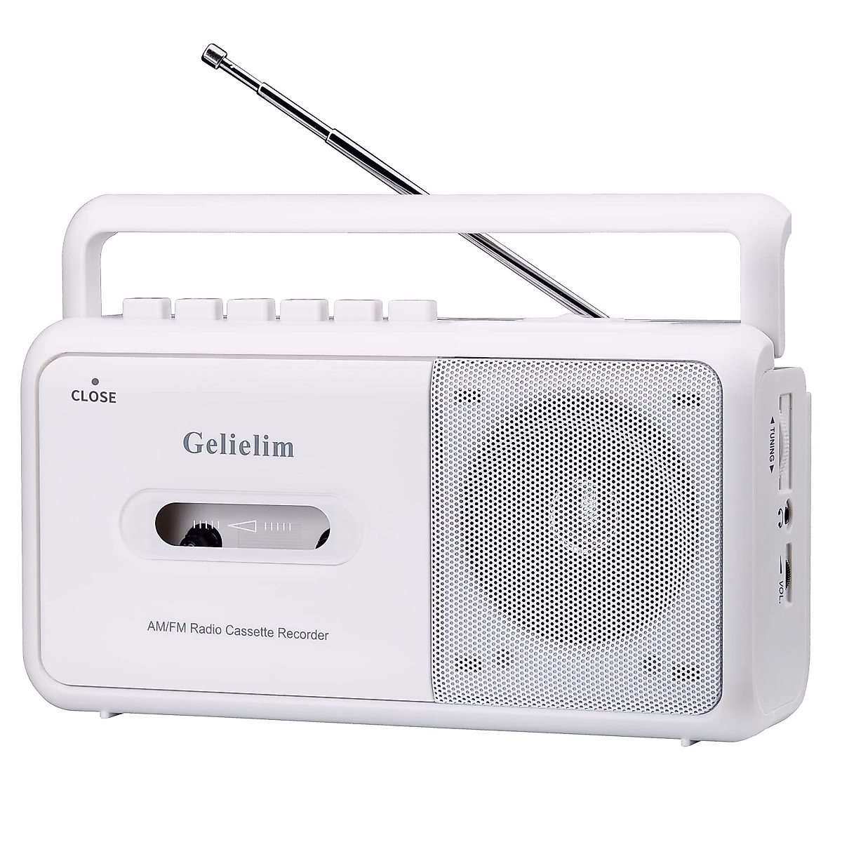 Gelielim Cassette Player Boombox, Portable AM/FM Radio Stereo, Cassette Tape Player Recorder with Big Speaker and Earphone Jack, Battery Operated or AC Powered Tape Recorder Cassette Player