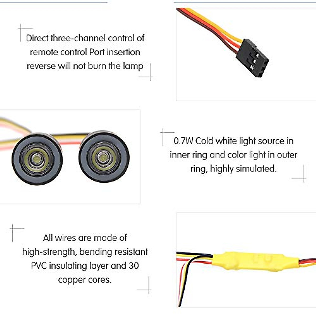 GLOBACT OGRC RC LED Light Kit Headlights Angel Eyes with 12 Modes for Traxxas TRX-4 Axial SCX10 RC4WD 1/10 RC Rock Crawler Car Accessories