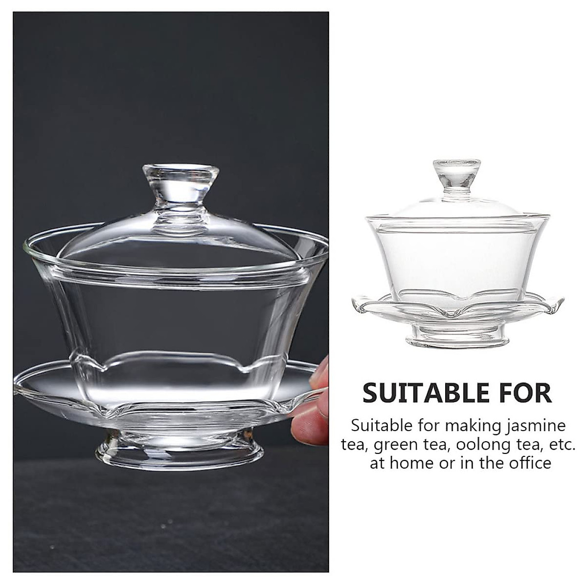 Cabilock Porcelain Tea Cups 1 Set Gaiwan glass coffee mug green tea cups cappuccino cups Tea Cup Glass Chinese Tea Bowl